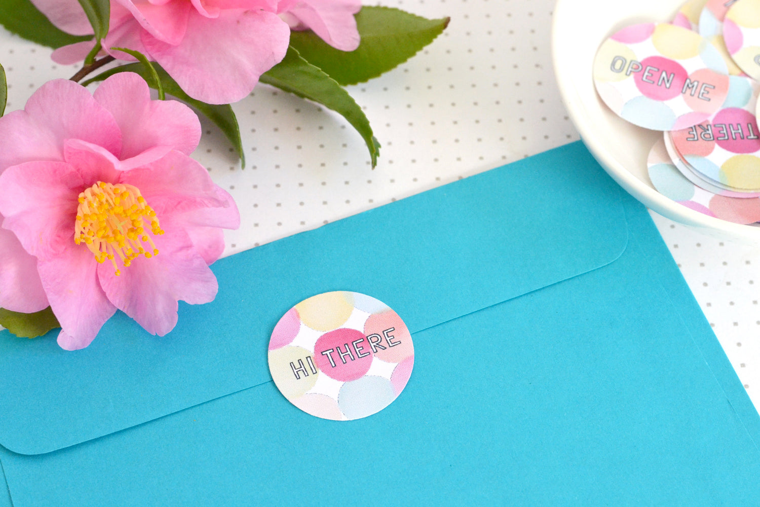 Printable polka dot envelope seals – makeandtell